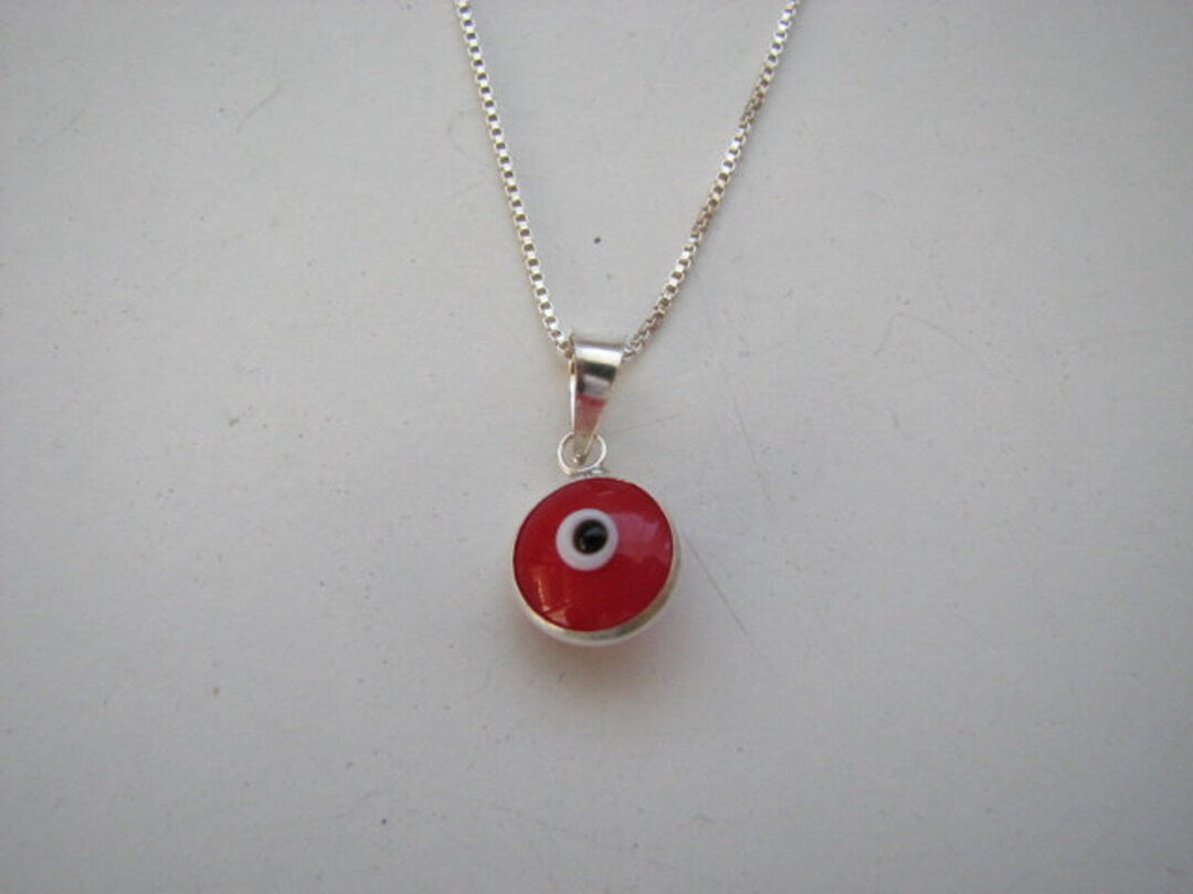 Fire Red Evil Eye Pendant Necklace Sterling Silver - Etsy