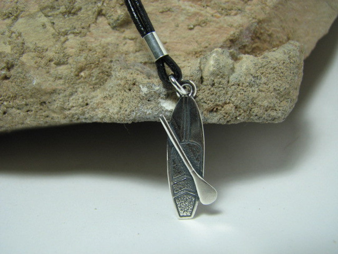 Stand up Paddle Board Necklace Sterling Silver Charm and Leather Cord ...