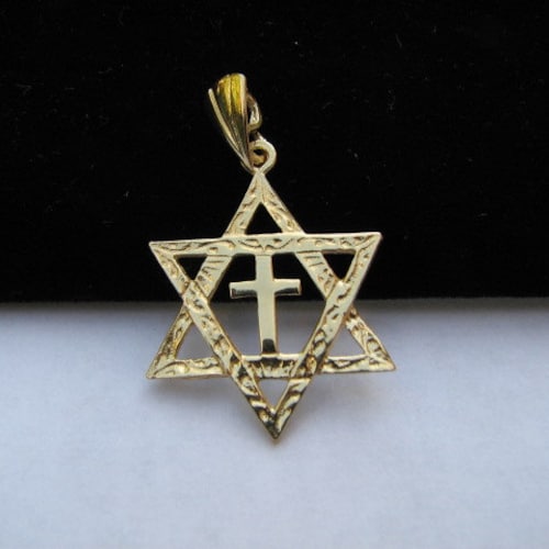 Sterling Silver Messianic Star of David With Cross Pendant - Etsy