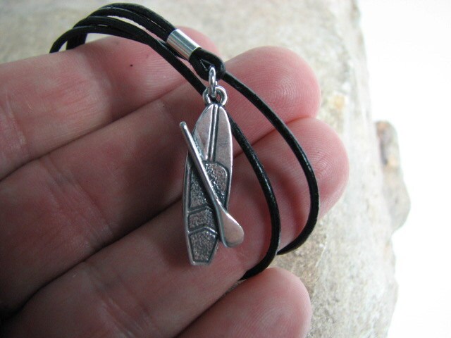 Stand up Paddle Board Necklace Sterling Silver Charm and Leather Cord ...