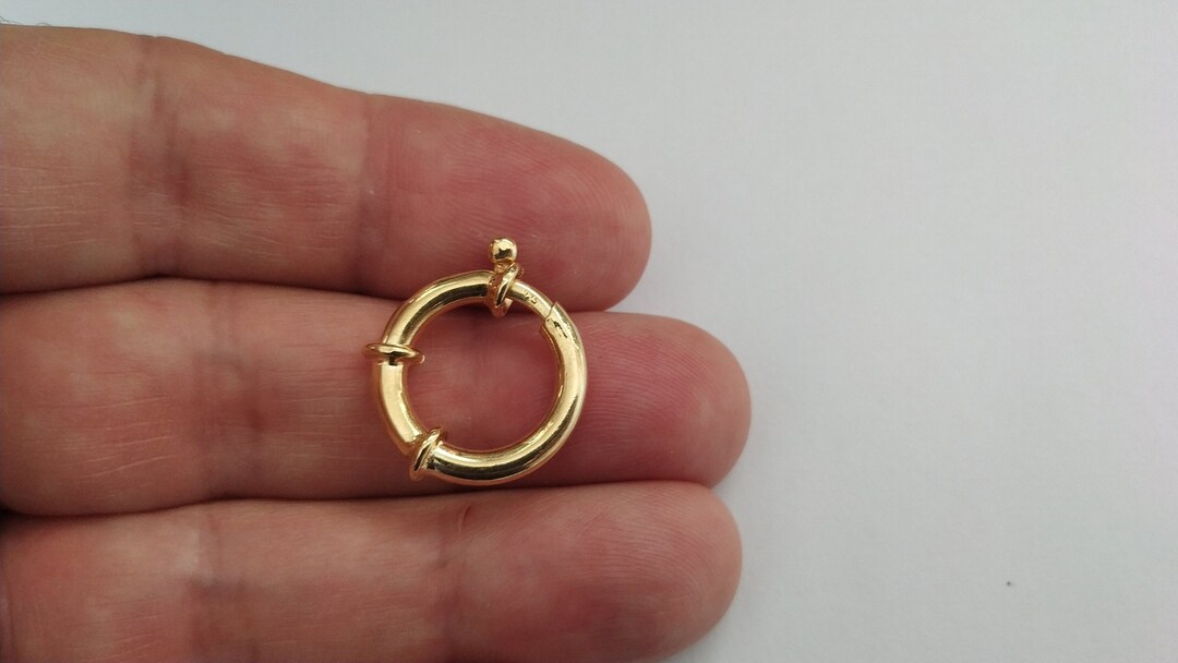 Gold Large Spring Clasp 20mm Secure Lock, 14K Gold Plated Over 925 ...
