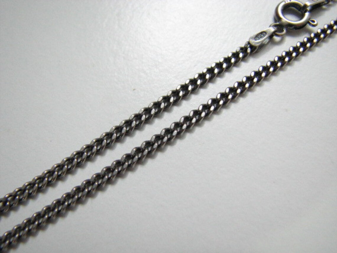18 Inch Oxidized Sterling Silver Curb Chain 2mm Thick | Etsy