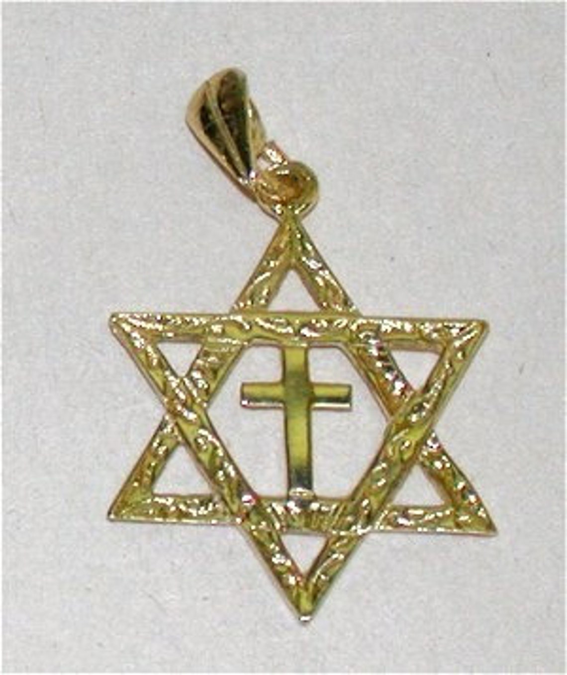 Mens Messianic Star of David With Cross Pendant 14K Gold 1 - Etsy