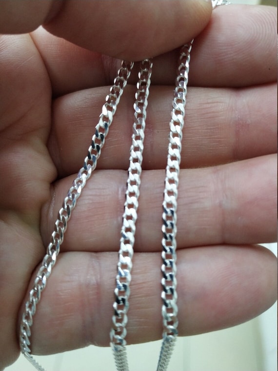 22 inch Sterling Silver 3mm Curb Chain Necklace with Lobster Clasp
