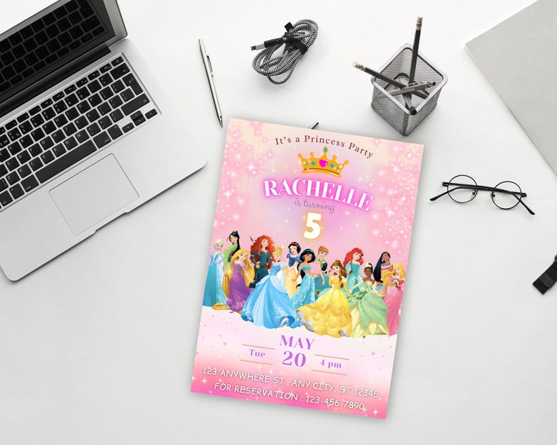 Princess Birthday Invitation, Princess Invitation, Princess Party ...