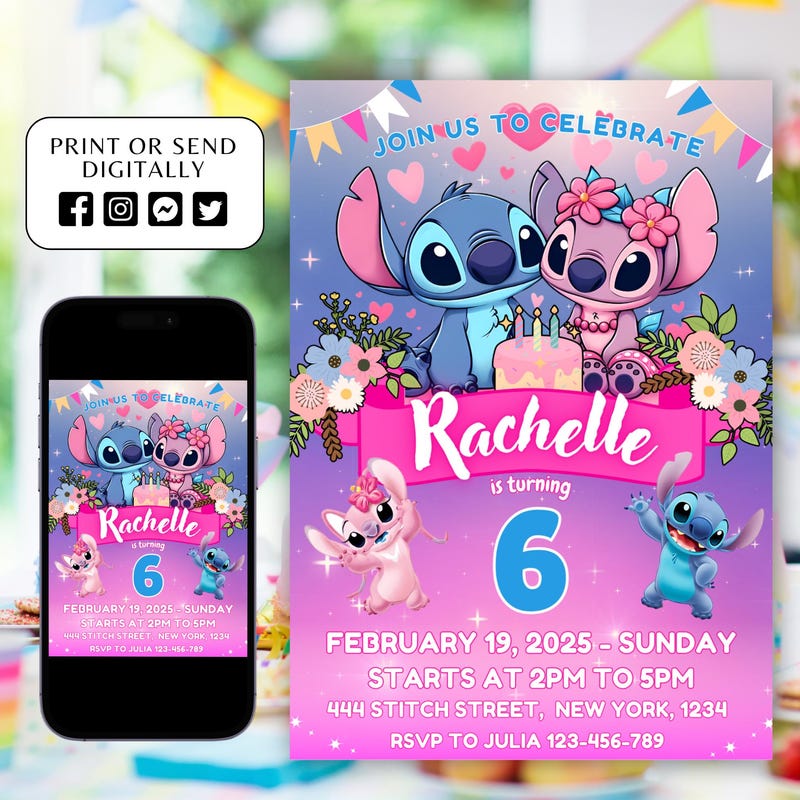 Stitch birthday card - Etsy Italia