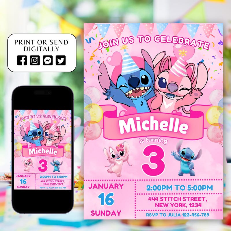 Printable Stitch Birthday Cards - Etsy