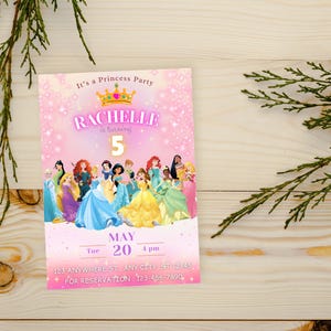 Princess Birthday Invitation, Princess Invitation, Princess Party ...