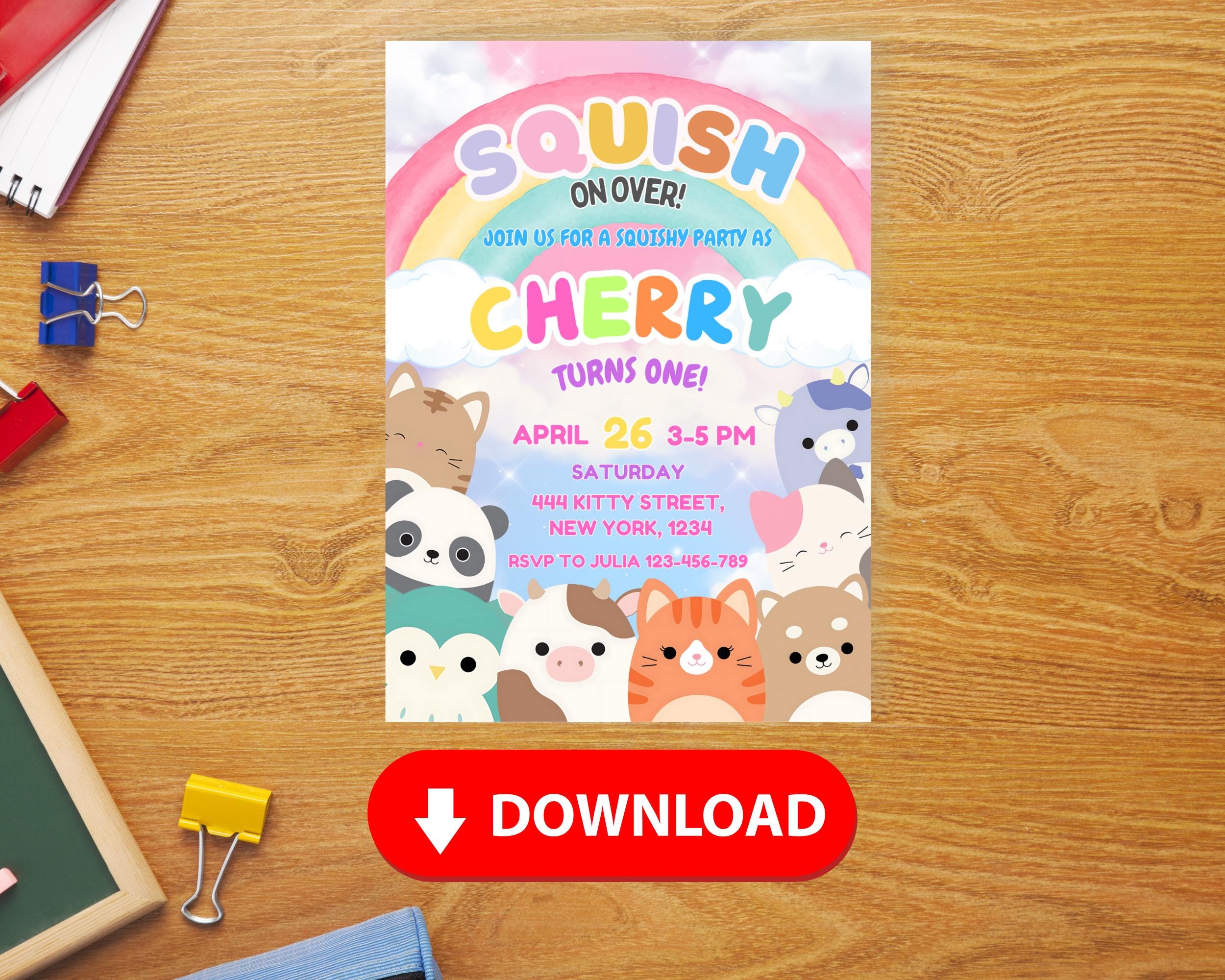 Editable Squishmallow Birthday Invitation, Squishmallow Invitation ...