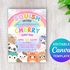 Editable Squishmallow Birthday Invitation, Squishmallow Invitation ...