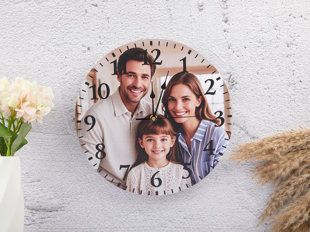 Custom Photo Clock With Name or Saying, Personalized Wall Clock, Home ...