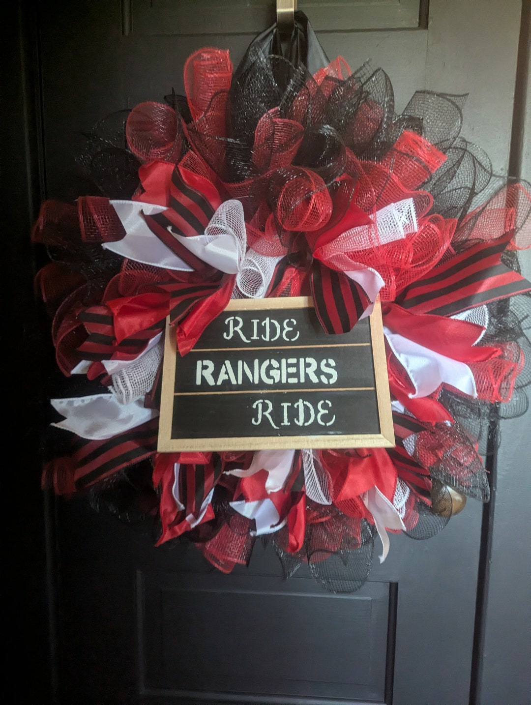 Red and Black School Spirit Deco Mesh Wreath With Ribbon Accent - Etsy
