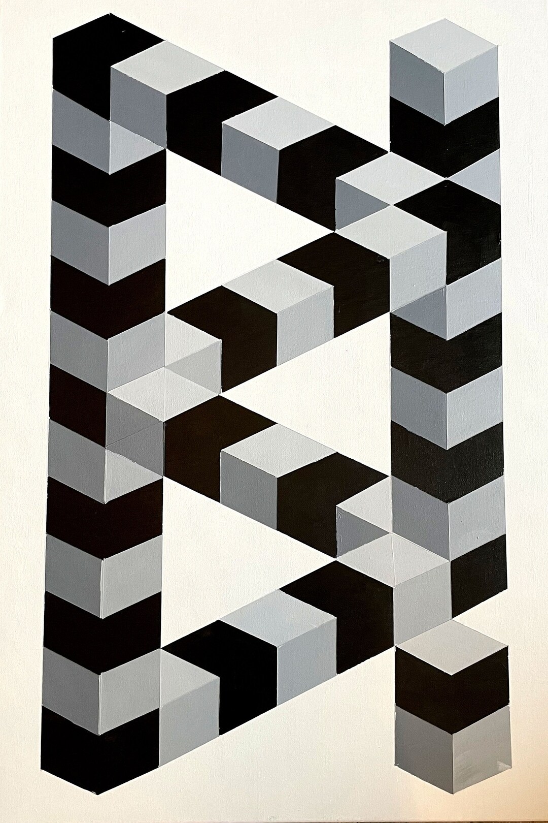Geometric Op Art Framed Canvas – 30x20 Inch – Bold Optical Illusion Art ...