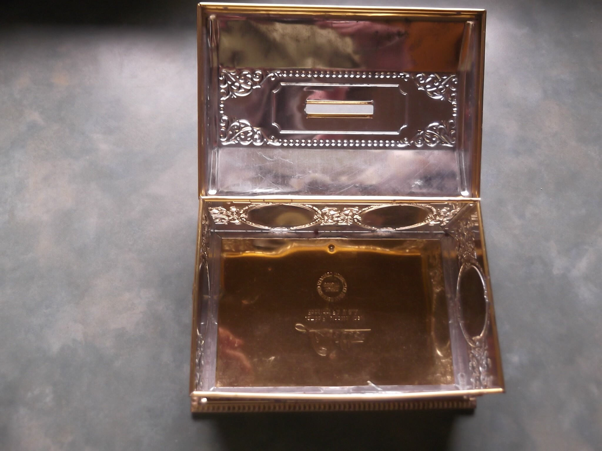 Vintage Metal Linette Candy Bank-cranberry Red Roses and Flowers-flip ...