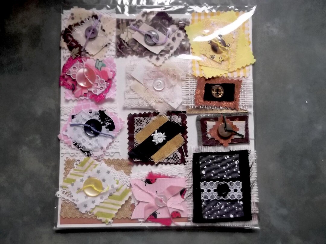 Set of 12 Scrap Fabric/lace Clusters for Journals Scrapbooks Craft ...