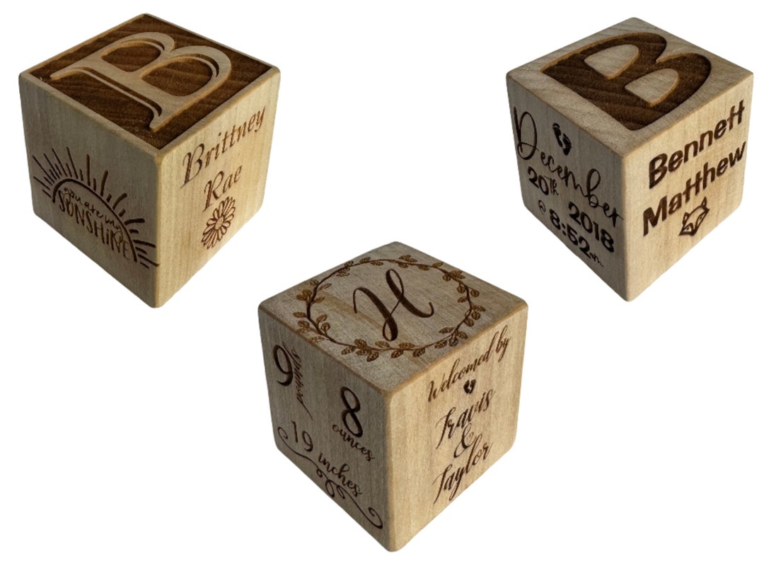 Personalized Baby Block: Engraved Wooden Newborn Keepsake - Etsy