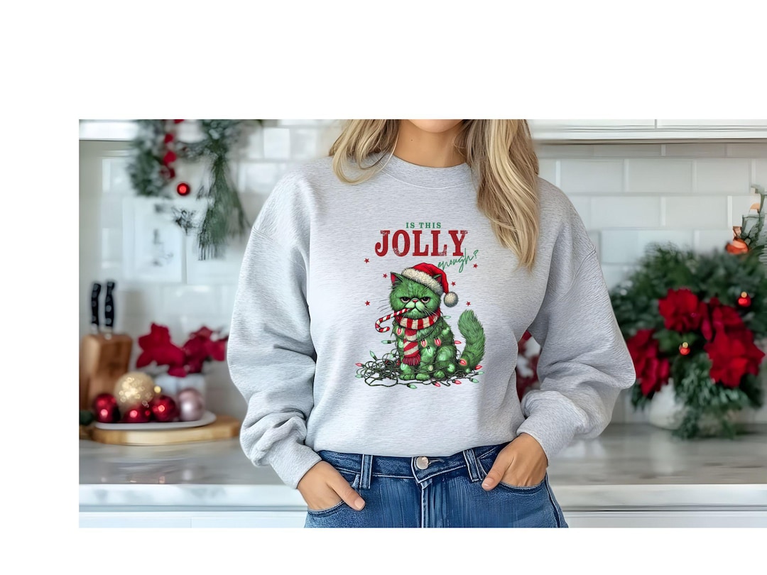 Festive Grumpy Cat Crewneck Hilarious Xmas Sweater Ideal Gift 4 Cat ...