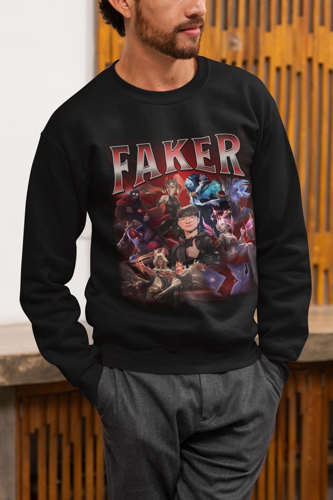 League of Legends Faker T1 Bootleg Sweatshirt, Lol Pro Player Sweater ...