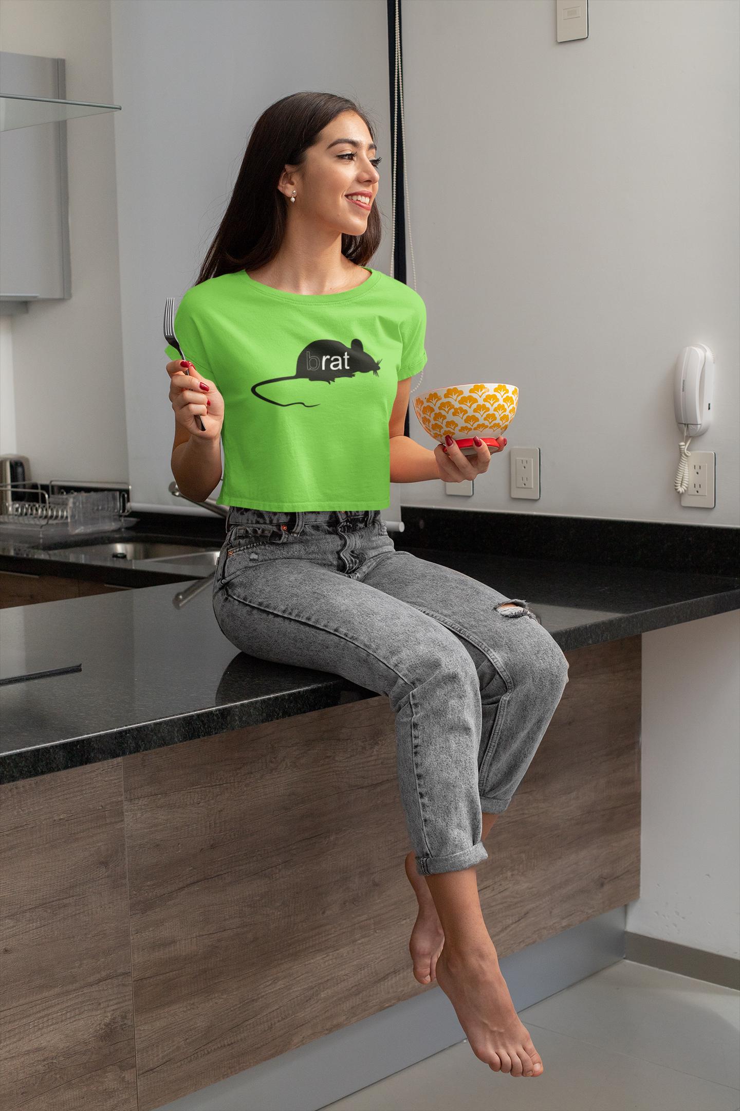 Brat Rat Charli XCX Inspired Crop Tee, Cropped T-shirt Funny Pink Baby ...