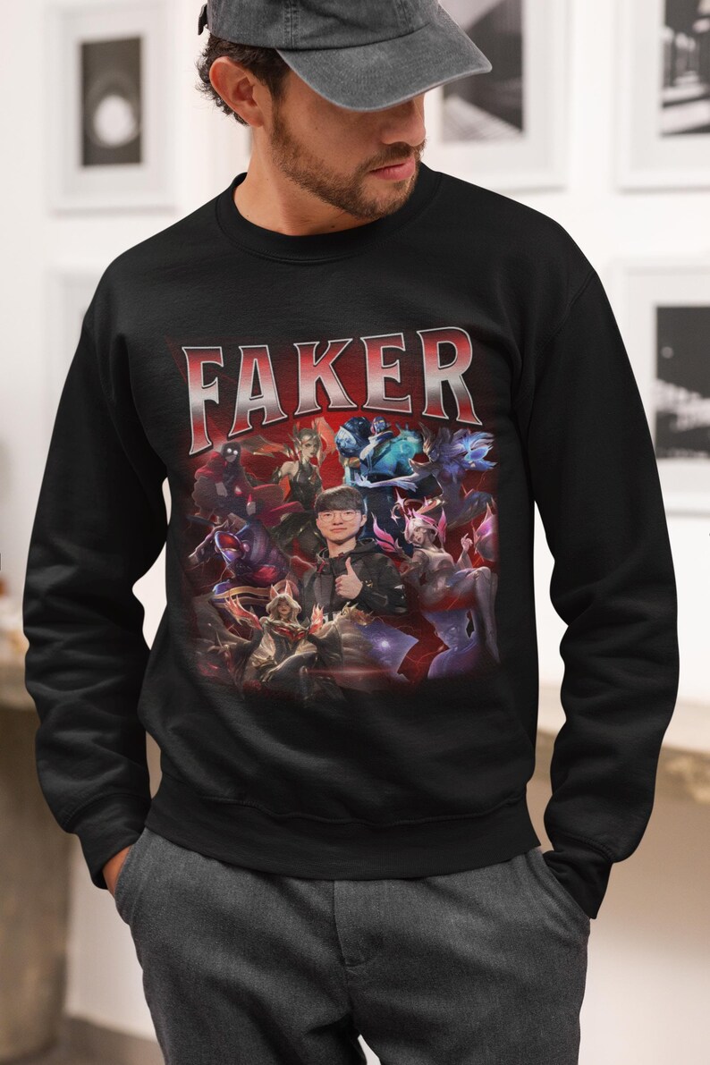 League of Legends Faker T1 Bootleg Sweatshirt, Lol Pro Player Sweater ...