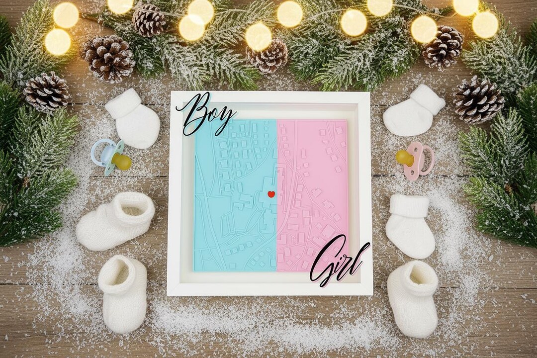 3D Card in Frame Personalized Baby Birth – Birthplace Gift in Blue or ...
