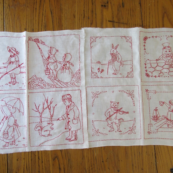 Redwork Embroidery - Etsy