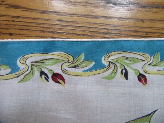 Vintage Handkerchief, Firebolt Lilies, Oriental Lily … - Gem