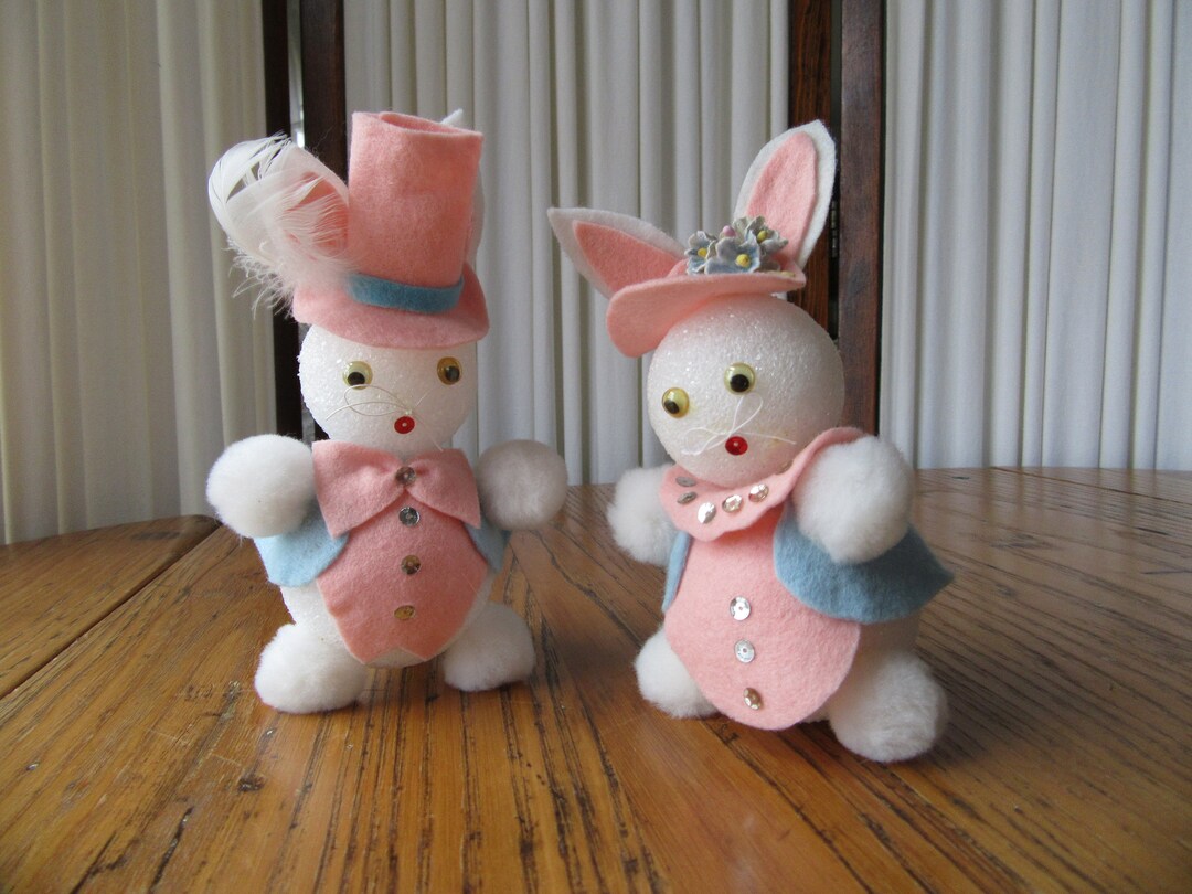 Vintage Easter Decor, Mr. & Mrs. Easter Bunny, 1970s, Easter ...