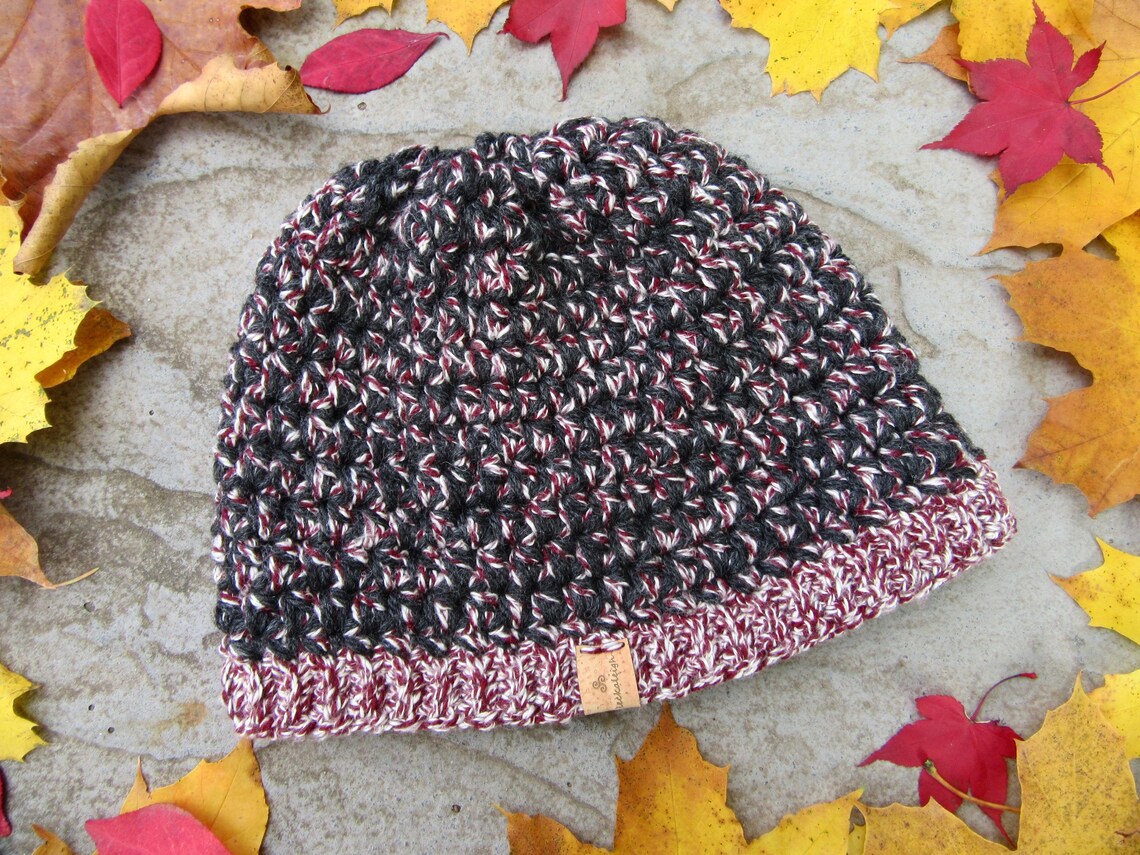 Beanie Hat, Thick & Warm, Charcoal Gray, Ivory, Merlot, Size Large ...