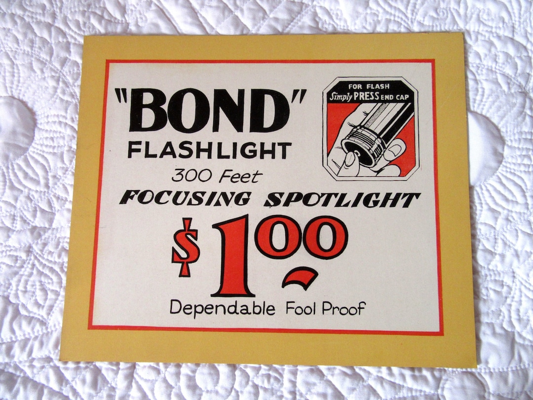 Retro Wall Art, Vintage Bond Flashlight Advertising, Bond Flashlight ...