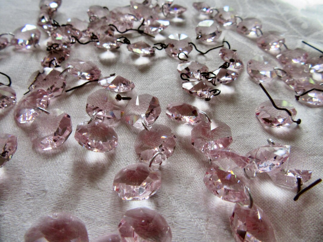 Antique Pink Chandelier Crystals, Set of 10, Octagon, 1/2", Pink ...