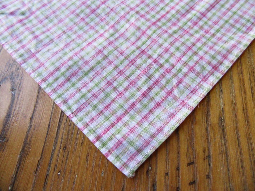 Vintage Japanese Bandana, Ray Beams, Pink & Green Plaid, Cotton, Large ...
