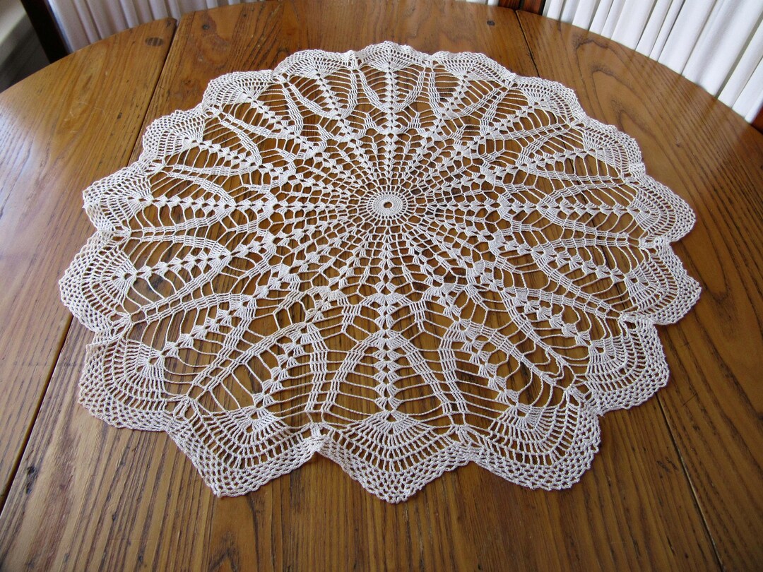 HUGE Vintage Crochet Doily, off White, Crochet Table Cloth, Plant Stand ...