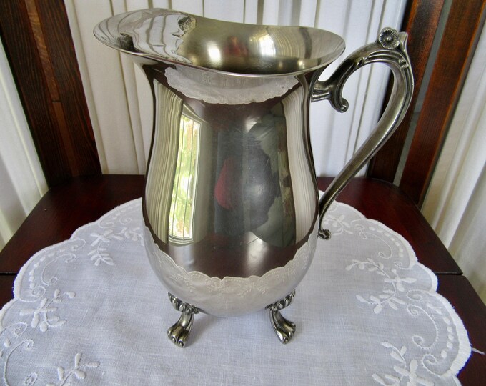 Vintage Silver Plate Pitcher, Footed, Ice Guard, Silver Water Pitcher ...