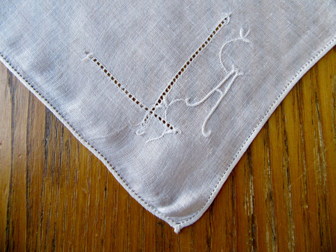 Vintage A Monogrammed Handkerchief, Cut Work, White Work Embroidery ...