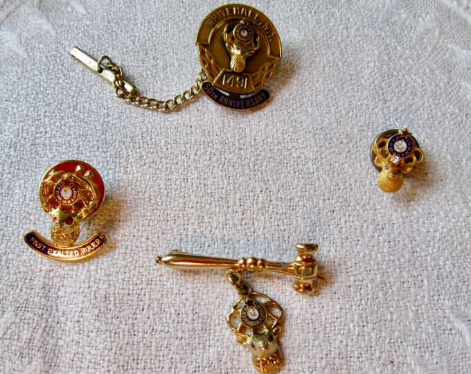Four Vintage Elks Club Pins, BPOE Pins, 50 Year Anniversary, Exalted ...