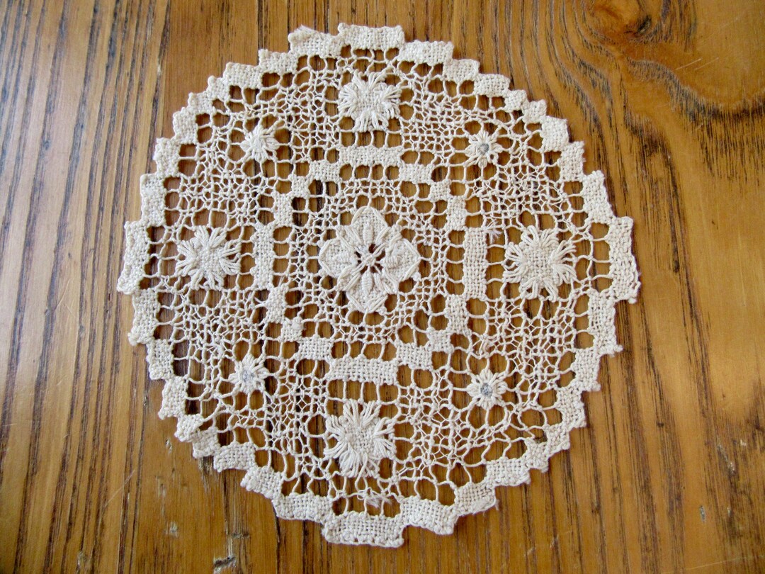 Italian Net Filet Lace Doily, Beige, Lace Decor, Net Filet Lace, Bobbin ...