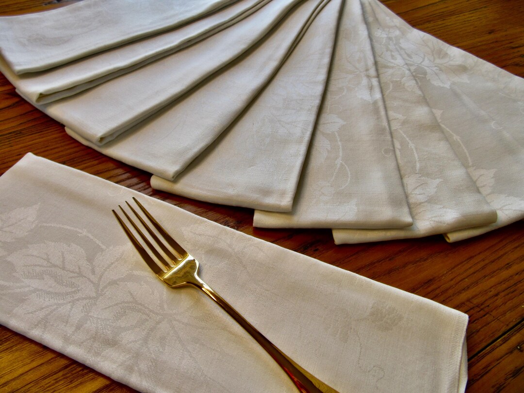 Vintage Damask Linen Napkins, Cutter Lot of 10, Extra Large, 25 1/2 ...