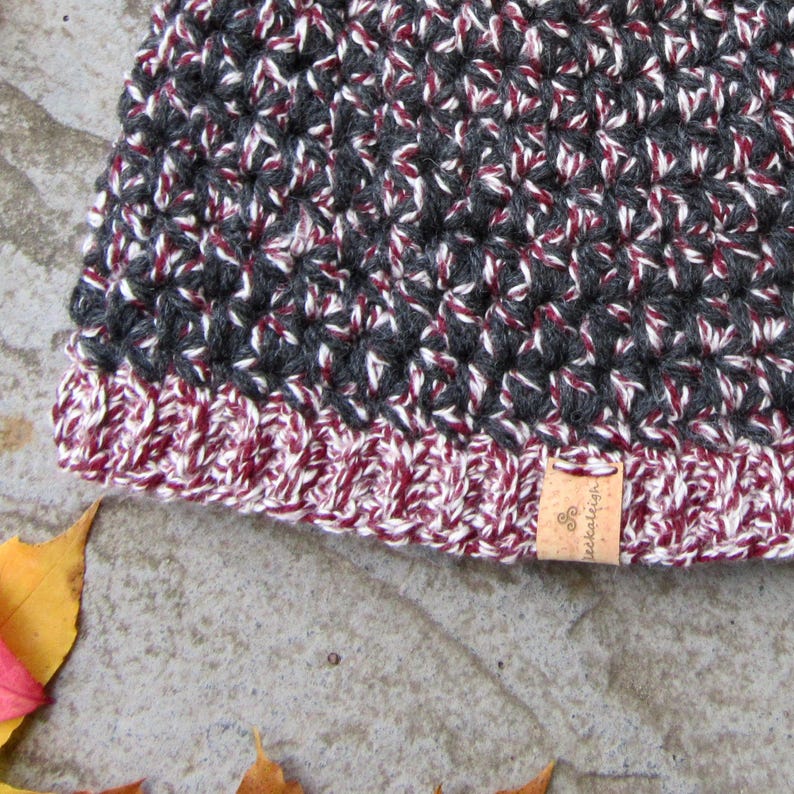 Beanie Hat, Thick & Warm, Charcoal Gray, Ivory, Merlot, Size Large ...