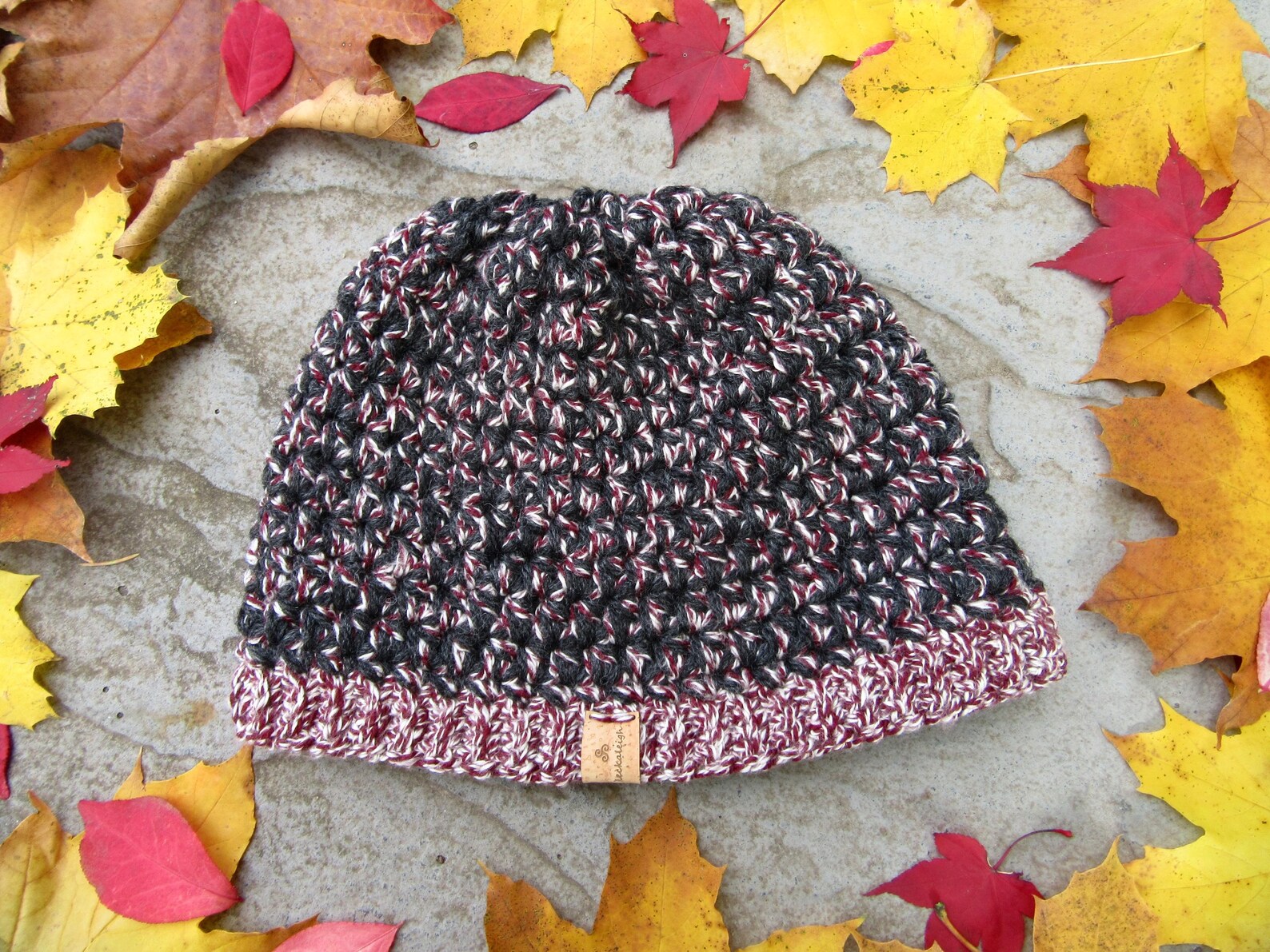 Beanie Hat, Thick & Warm, Charcoal Gray, Ivory, Merlot, Size Large ...