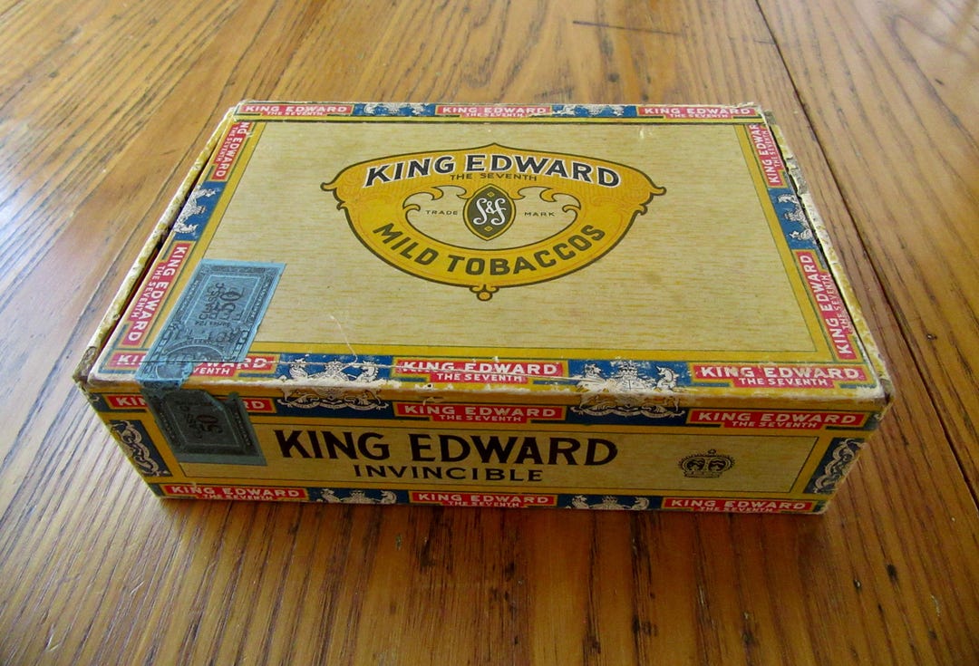 1955 King Edward Cigar Box, Tobacciana Collectibles, Old Cigar Box, Tax ...