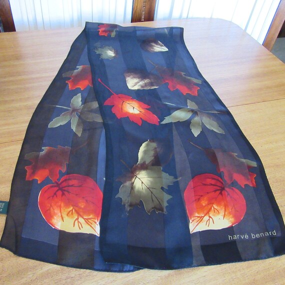 vintage red scarf leaves - Gem