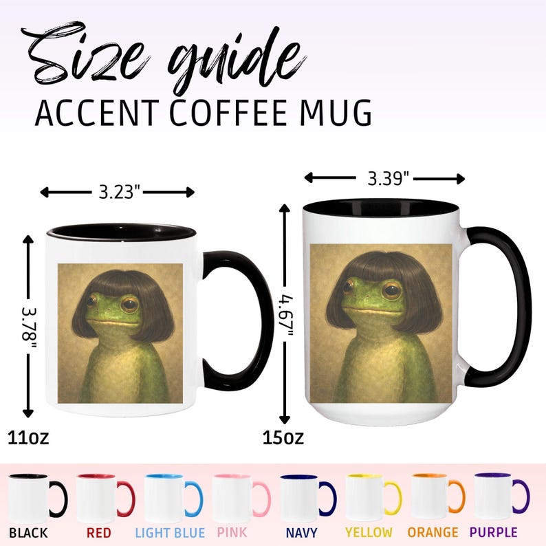 Frog With Bob Haircut Meme Coffee Mug, Funny Frog Art, Quirky Animal ...