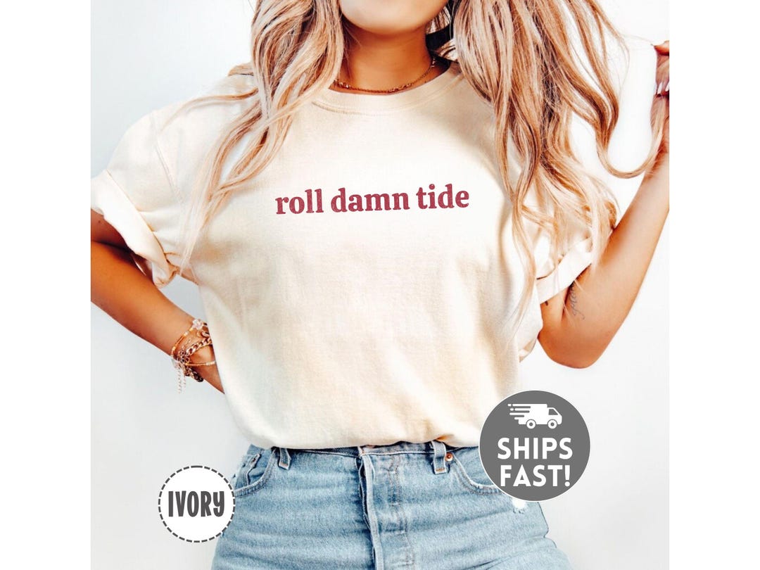Alabama Football Roll Damn Tide Shirt Comfort Colors Crimson Tee ...