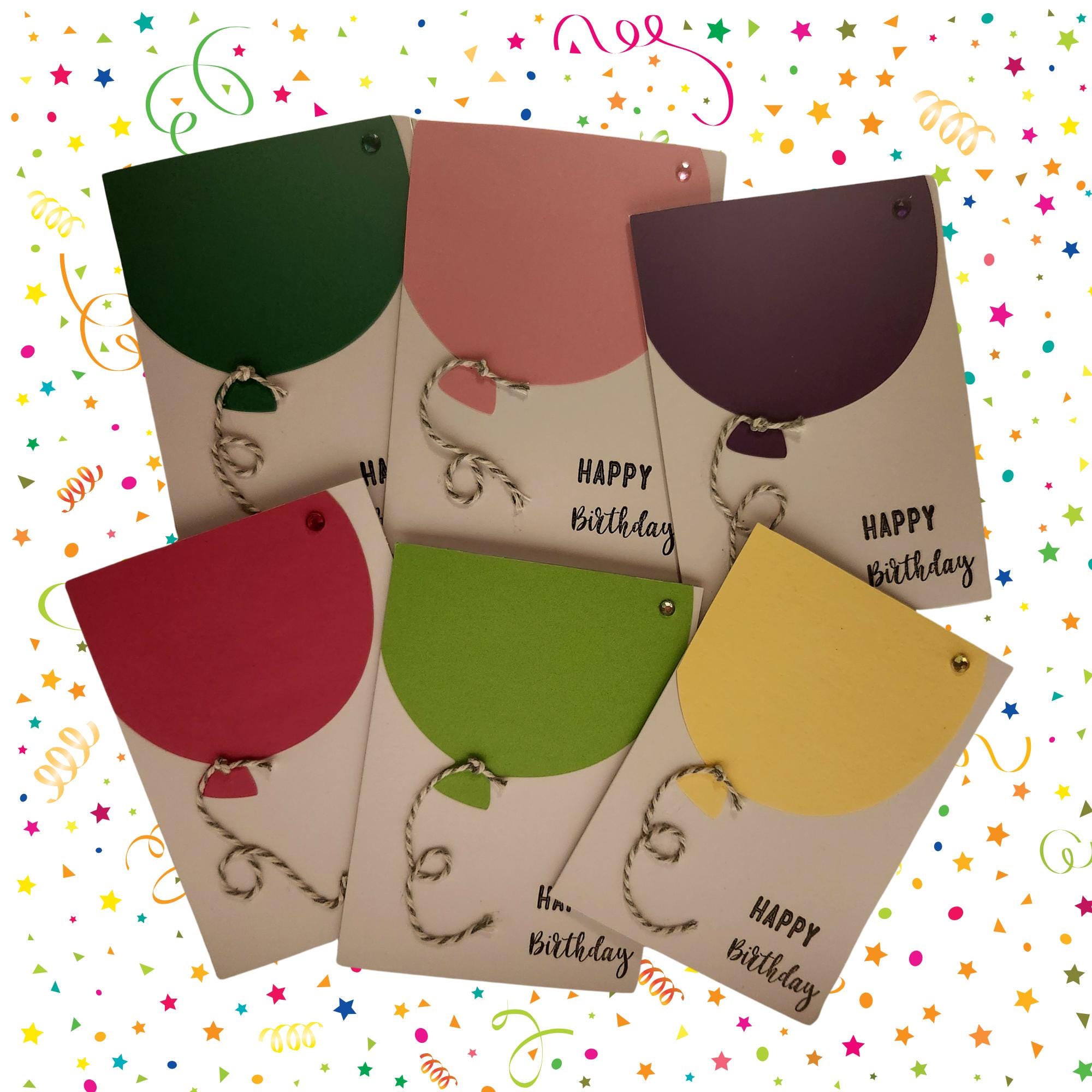 Handmade Birthday Card Simple Balloon Cardstock - Etsy