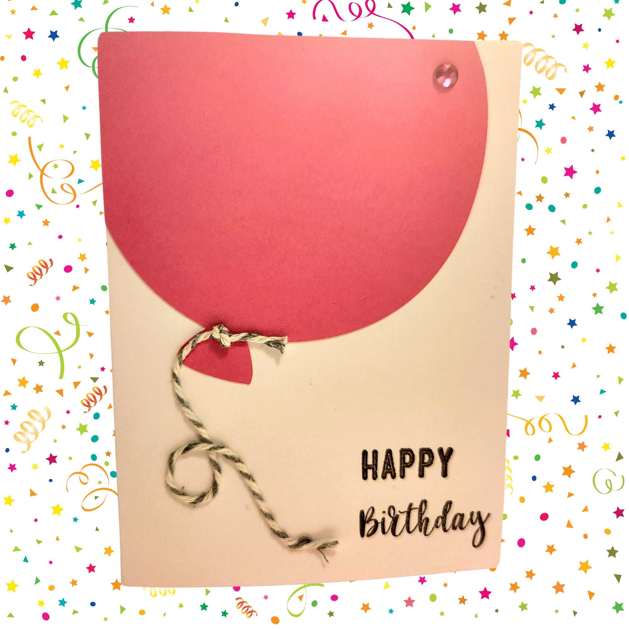 Handmade Birthday Card Simple Balloon Cardstock - Etsy