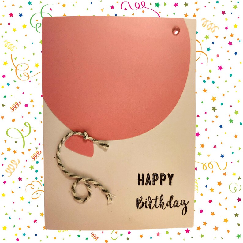Handmade Birthday Card Simple Balloon Cardstock - Etsy