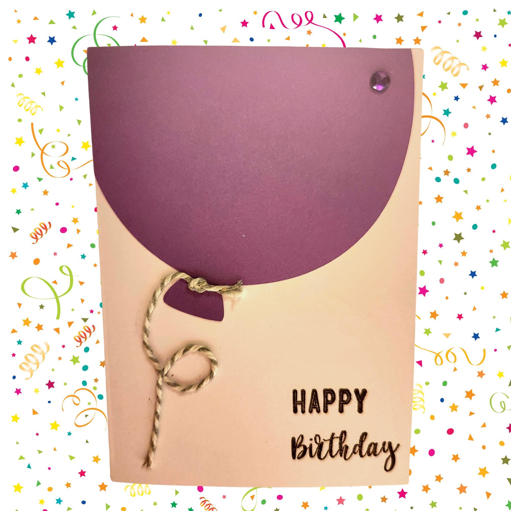 Handmade Birthday Card Simple Balloon Cardstock - Etsy