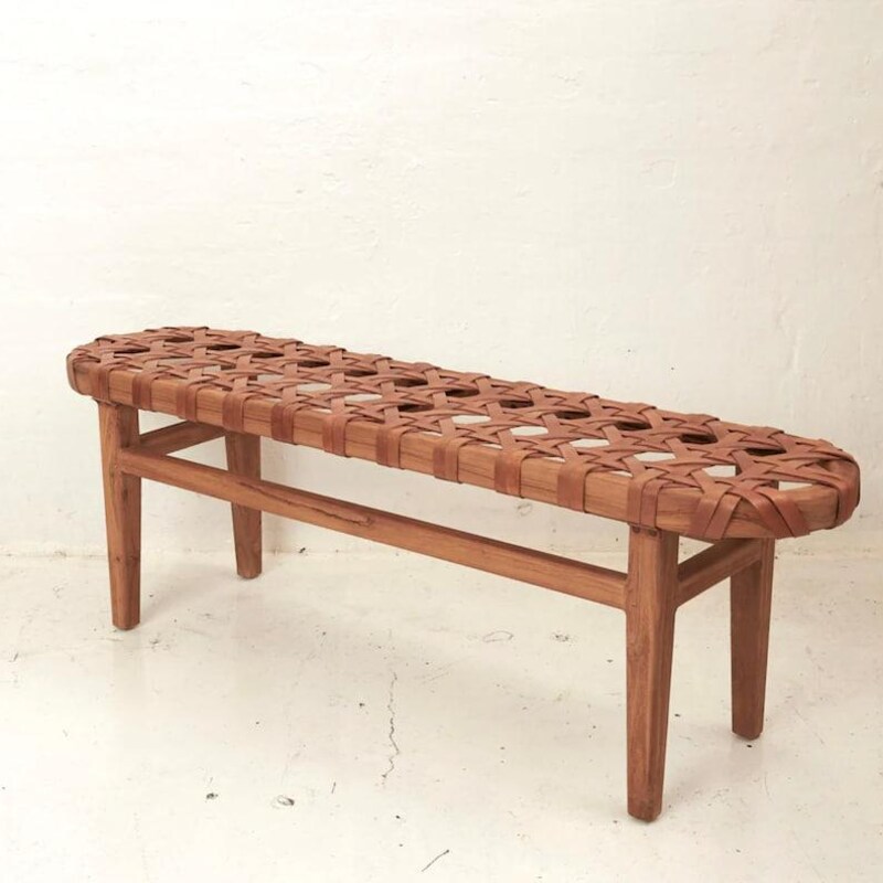 Woven Leather Bench - Etsy