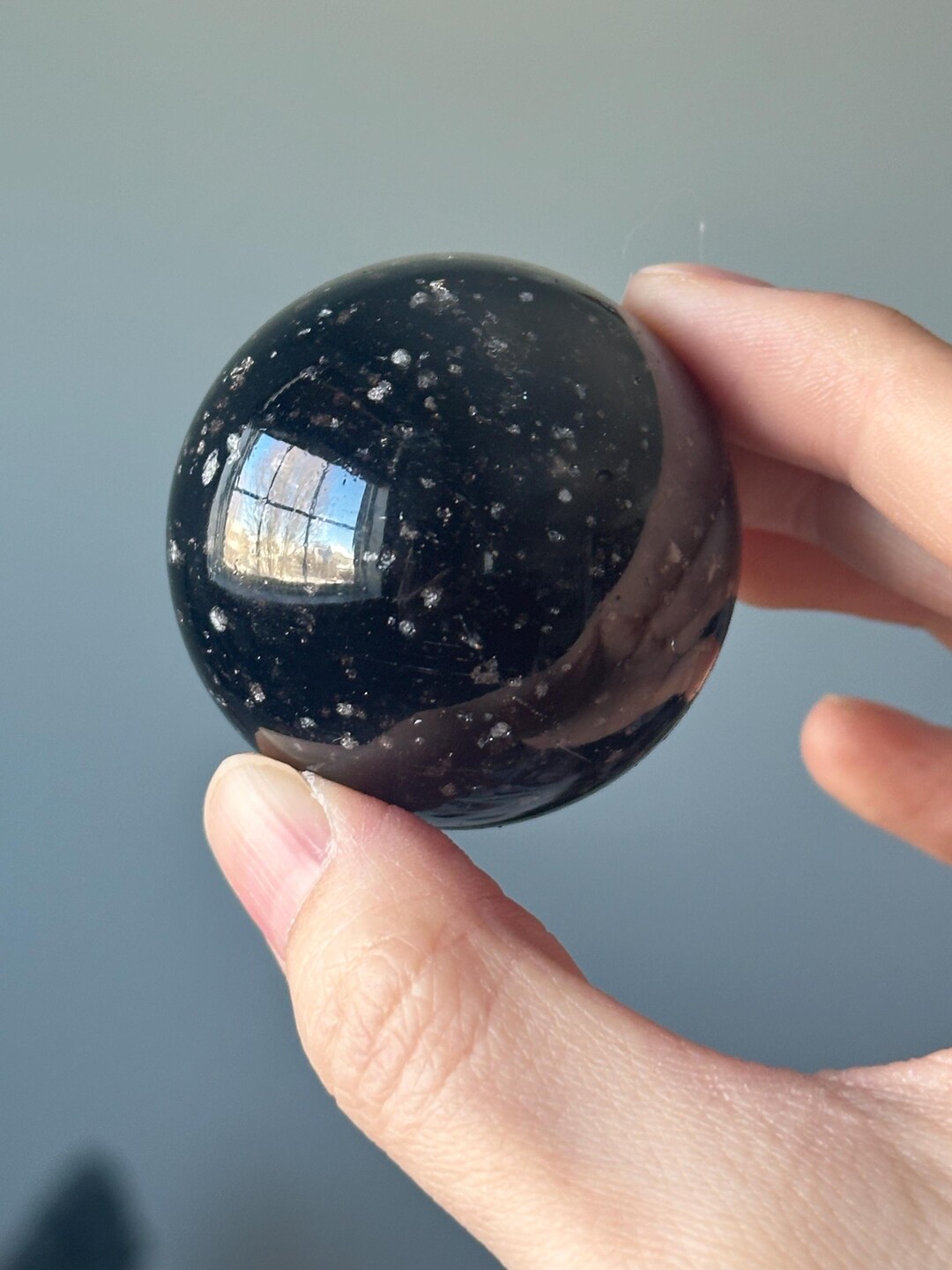 Galaxy Obsidian Sphere | Protective Crystal for Grounding, Focus, and ...